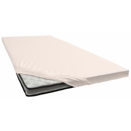 Spannbettlaken bellana, beige, Jersey, Obermaterial: 95% Baumwolle, 5% Elasthan (LYCRA), Bettlaken, "bellana deluxe f&uuml;r Topper, mit Elasthan, Premium
