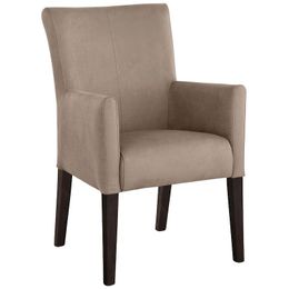 Home Affaire Esszimmerstuhl &raquo;King&laquo; () Polsterstuhl, Armlehnstuhl, Gestell Massivholz grau 100% Polyester B/H/T: 60cm x 92cm x 65cm, Luxus-Microfaser