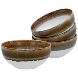 Creatable Schale &raquo;Cascade, Buddha Bowl 17,5 cm 4-tlg&laquo; 4 Stk. aus Steinzeug Rekativglasur, Healthy Food braun Steinzeug &Oslash; 17,5cm