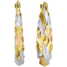 Firetti Damen Paar Creolen &raquo;Schmuck Geschenk Gold 375 Ohrschmuck Ohrringe Tricolor&laquo; rosa Gelbgold 585