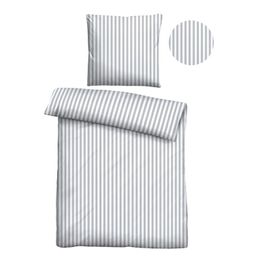 Bettw&auml;sche &raquo;0070731&laquo; 2 Stk. b&uuml;gelfrei, 100 % Baumwolle, pflegeleicht, ganzj&auml;hrig, Rei&szlig;verschluss grau Jersey, Obermaterial: 100% Baumwolle B/L: 155cm 