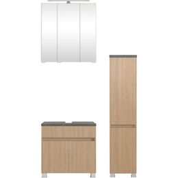 Welltime Badm&ouml;bel-Set &raquo;EIXO, Set aus Spiegelschrank, Unterbeckenschrank und Midischrank&laquo; braun Holzwerkstoff B/H/T: 90cmcm x 200cmcm x 35cmcm, 