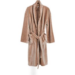 Bademantel done., L:125cm, beige, Flanell, Hausm&auml;ntel