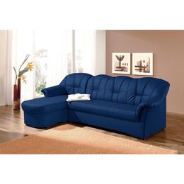 DOMO collection Ecksofa &raquo;Papenburg, zeitlose R&uuml;ckensteppung, elegante Formensprache, L-Form&laquo; in gro&szlig;er Farbvielfalt, wahlweise mit Bettfunktion blau 