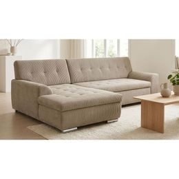 DOMO collection Ecksofa &raquo;TREVISO viele Bez&uuml;ge, auch in Cord, L-Form, 267x178 cm&laquo; mit Bettfunktion, inkl. Zierkissen, Unser Dauertiefpreis braun 100% 