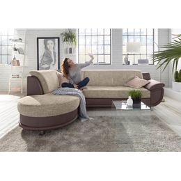 Ecksofa Trendmanufaktur, B:265cm H:85cm T:190cm, braun, Kunstleder SOFTLUX / Struktur (77% Polyester; 23% Polyacryl);Luxus-Microfaser ALCAZAR (100%