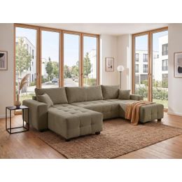 Wohnlandschaft OTTO HOME, B:314cm T:162cm, beige, 100%Polyester, Sofas, "Bella U-Form, Breite 314 cm", Wonlandschaft,