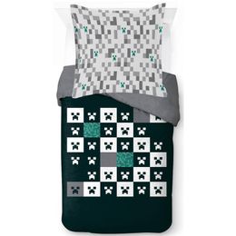 Minecraft Kinderbettw&auml;sche &raquo; Creeper&laquo; 2 100% Baumwolle bunt Linon, Obermaterial: 100% Baumwolle B/L: 135cm x 200cm, 1 Stk., 1 Stk., Linon, B/L: 80cm x 80cm, 2
