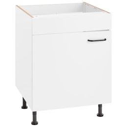 Optifit Sp&uuml;lenschrank &raquo;Elga&laquo; mit Soft-Close-Funktion, h&ouml;henverstellbaren F&uuml;&szlig;en, Breite 60 cm wei&szlig; Holzwerkstoff wei&szlig;, B/H/T: 60cm x 87cm x 58,4cm, 