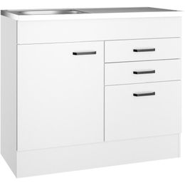 Optifit Sp&uuml;lenschrank &raquo;OPTImulti&laquo; Breite 100 cm, Tiefe 50 cm, mit Sp&uuml;lenauflage Holzwerkstoff wei&szlig;, B/H/T: 100cm x 88,2cm x 50cm, Schubladen: 3 Stk. 