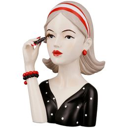 Gilde Dekofigur &raquo;Figur Lady mit Wimperntusche&laquo; Gepunktetes Oberteil im Retro-Stil, Skulptur bunt Kunstharz B/H/T: 45cm x 13,4cm x 3,5cm