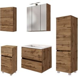 Welltime Badm&ouml;bel-Set &raquo; M&ouml;bel Baabe Waschtisch-Set 3tlg. oder 5tlg.&laquo; 5 Stk. tlg. braun Holzwerkstoff Set 9 5tlg.: Waschtisch 60cm breit, 