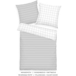 Tom Tailor HOME Bettw&auml;sche &raquo;CHECK AND STRIPES in Gr. 135x200cm oder 155x220cm&laquo; 2 Stk. new bedroom, gewebtes Label wei&szlig; Renforc&eacute;, Obermaterial: 100% 