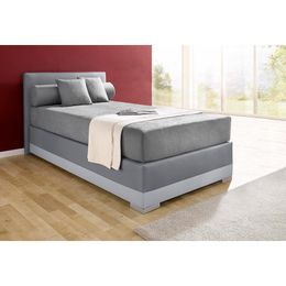 Maintal Boxspringbett &raquo;Lago&laquo; in 3 verschiedenen Matratzenarten, H2 oder H3 grau Bezug Kopteil und seitliche Unterbox wahlweise Microvelours aus 100% Polyester