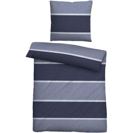 Bettw&auml;sche Biberna, blau, Flanell, Obermaterial: 100% Baumwolle, Bettw&auml;sche, "Jonas", kuschelig warm, weich, pflegeleicht, 100% Baumwolle, made in