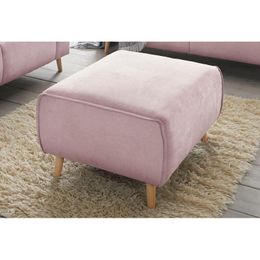 Home Affaire Hocker &raquo;Janek&laquo; mit Keder in scandinavischem Design rosa Struktur fein ( 100% Polyester);Struktur weich (92% Polyester, 8% Nylon);Struktur
