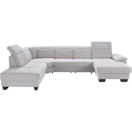 OTTO home Wohnlandschaft &raquo;Cornwall U-Form&laquo; inkl. Sitztiefenverstellung, wahlweise mit Schlaffunktion silber Struktur fein (100% Polyester);Luxus-
