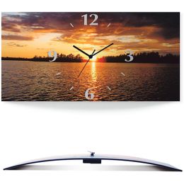 Artland Wanduhr &raquo;Sonnenuntergang am See&laquo; wahlweise mit Quarz- oder Funkuhrwerk, lautlos ohne Tickger&auml;usche orange B/H/T: 60cm x 30cm x 0,3cm, Quarzuhr