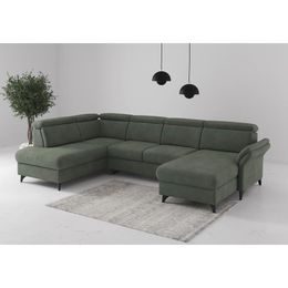 Sit & More sit&more Wohnlandschaft &raquo;Glendale, U-Form&laquo; inkl. Kopfteilverstellung,wahlweise mit Vorziehsitz und Bettkasten gr&uuml;n 90% Polyester, 10% Polyamid B/H/T: 