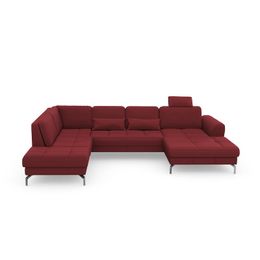 Sit & More sit&more Wohnlandschaft &raquo;Bendigo U-Form&laquo; inklusive Sitztiefenverstellung, Bodenfreiheit 15 cm, in 2 Fu&szlig;farben rot B/H/T: 332cm x 87cm x 226cm, 