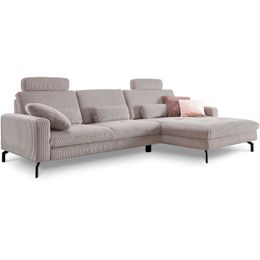 Die PlanBar Ecksofa &raquo;MP-IN20110 L-Form mit Federkern-Polsterung&laquo; optional mit Funktionen erh&auml;ltlich rosa 100% Polyester B/H/T: 302cm x 87cm x 178cm, 