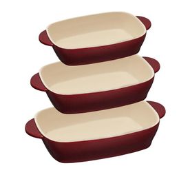 RESTO Kitchenware Backform &raquo;FORNAX Auflaufform-Set, 3-teilig, aus Keramik, rechteckig&laquo; Kratzbest&auml;ndig rot Keramik Einheitsgr&ouml;&szlig;e
