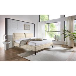 Meise M&ouml;bel meise.m&ouml;bel Polsterbett &raquo;Infinity erh&auml;ltlich in verschiedenen Farben und Breiten&laquo; mit schwarzen Metallf&uuml;&szlig;en beige Liegefl&auml;che L&auml;nge B: 200cm x 180cm, 