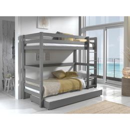 Vipack Etagenbett &raquo;Pino, inkl. Rolllattenrost, Leiter und Absturzschutz&laquo; B/H/T ca. 210x182x105cm, massiv Kiefer verschiedene Farben, wahlweise ohne Schublade