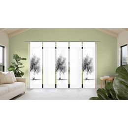 Home Wohnideen Schiebegardine &raquo;TREE&laquo; Paneelwagen 5 Stk. tlg. Schiebewand Seidenoptik, SET, Digitaldruck grau Polyester 245cm, Paneelwagen, 60cm