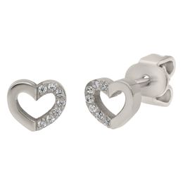 TITANIA Damen Paar Ohrstecker "Titanohrstecker", Titan, grau, Titan, Ohrringe, mit Zirkonia