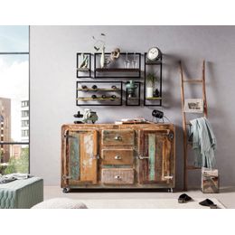 Wandregal Sit, B:120cm H:75cm T:25cm, bunt, Massivholz, Metall, K&uuml;che, Regale, "Riverboat"
