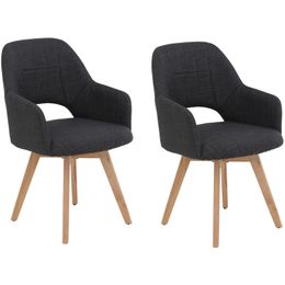 Hela 4-Fu&szlig;stuhl &raquo;STADE&laquo; (Set) 2 Stk.360&deg; drehbar,Massivholz 4-Fu&szlig;,Armlehnen,Ausschnitt im R&uuml;cken grau Metall, Polyester, Stoff B/H/T: 57cm x 88cm x 