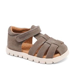 bisgaard Jungen Sandale "beka s Weite: normal", Gr. 25, grau, Leder, unifarben, Schuhe, Klettschuh mit Lederinnenausstattung, Gr&ouml;&szlig;enschablone zum