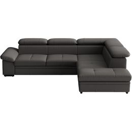 Sit & More sit&more Ecksofa &raquo;Viola, L-Form, Leder, B: 249 cm&laquo; optional mit Schlaffunktion beige B/H/T: 249cm x 73cm x 226cm, NaturLEDER Stoff, Ottomane rechts, 
