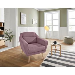 OTTO home Sessel &raquo;Bille&laquo; mit Naht im R&uuml;ckenkissen und Eiche-Beinen, Design by Morten Georgsen rosa Samtoptik (100% Polyester);Struktur (100% Polyester