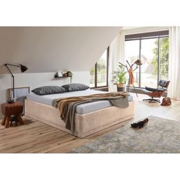 Westfalia Schlafkomfort Polsterbett &raquo;Texel&laquo; Standardh&ouml;he mit Zierkissen, Bettkasten bei Ausf&uuml;hrung mit Matratze beige Bezug Bett: Veloursstoff 100% Polyester oder Microfaser 