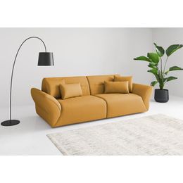 Sit & More sit&more Big-Sofa &raquo;Dali&laquo; gelb 95% Polyester 5% Polyamid B/H/T: 300cm x 91cm x 116cm, Flachgewebe LINO, ohne Kissen