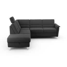 Quelle optional Schlaffunktion & Bettkasten, Federkern grau 100% Polyester B/H/T: 236cm x 89cm x 212cm, Struktur, Ottomane links,mit Bettfunktion,mit 