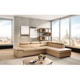Sit & More Ecksofa SIT & MORE, B:272cm H:73cm T:226cm, braun, NaturLEDER;Spannstoff, Wohnzimmer, Sofas, "Valantine L-Form, B: 272 cm", mit Arm- &