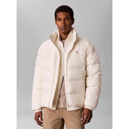 Calvin Klein Jeans Herren Steppjacke mit Kapuze Regular Fit, warm wattiert, Logo-Stickerei wei&szlig; M