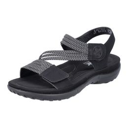 Rieker Damen Riemchensandale Sommerschuh, Sandalette, Keilabsatz, mit Gummiz&uuml;gen schwarz 36