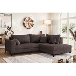 Ecksofa OTTO HOME, B:232cm H:80cm T:190cm, braun, 83% Polyester, 17% Nylon, Wohnzimmer, Sofas, "LEEVKE Design-Sofa mit Ottomane rechts/links