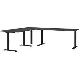 Germania Schreibtisch &raquo;Mailand&laquo; Mechanisch h&ouml;heneinstellbarer Winkelschreibtisch mit einem St&uuml;tzfu&szlig; wei&szlig; B/H/T: 240cm x 91cm x 200cm