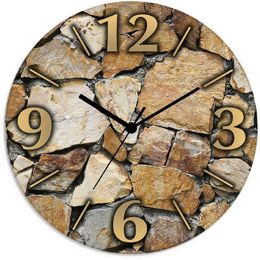 Artland Wanduhr &raquo;Braune Steinwand&laquo; wahlweise mit Quarz- oder Funkuhrwerk, lautlos ohne Tickger&auml;usche beige B/H/T: 30cm x 30cm x 1,8cm, Quarzuhr