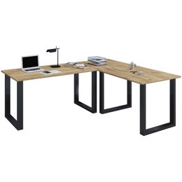 Vcm Vcm Holz Schreibtisch Eckschreibtisch schlicht 160x130 L Form links oder rechts Arbeitstisch Platte 50 cm tief Computertisch B&uuml;rom&ouml;bel - Lona U