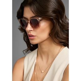 Laura Scott Damen Sonnenbrille mit transparentem Rahmen & goldfarbendem Detail - NEW rosa Einheitsgr&ouml;&szlig;e