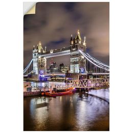 Artland Wandbild &raquo;LONDON Tower Bridge im Abendlicht&laquo; London 1 Stk. tlg. als Alubild, Leinwandbild, Poster, Wandaufkleber in verschied. Gr&ouml;&szlig;en bunt Vinyl B/H/T