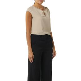 comma, Comma Damen Blusenshirt mit geschlitztem Rundhals, Satin-Optik beige 38