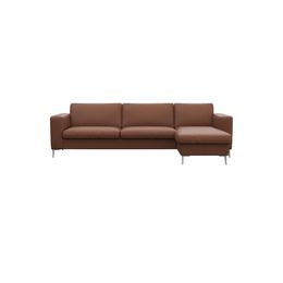 FLEXLUX Ecksofa &raquo;Fiore, super Sitzkomfort durch Kaltschaum im Sitz, L-Form&laquo; breite Armlehnen, F&uuml;&szlig;e Alu braun 100% Echteder B/H/T: 262cm x 85cm x 92cm,
