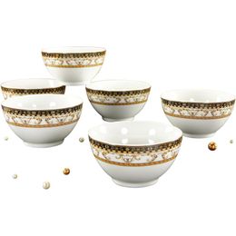 Creatable M&uuml;slischale &raquo;Majestosa&laquo; 6 Stk. aus Porzellan Salatschale, Snackschale, wei&szlig;, Dekor schwarz abgesetzt, &Oslash; 12 cm wei&szlig; Porzellan &Oslash; 12cm